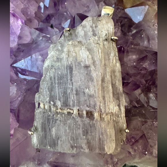 Jewelry | Kunzite Raw Rough Stone Sterling Silver Pendant | Poshmark